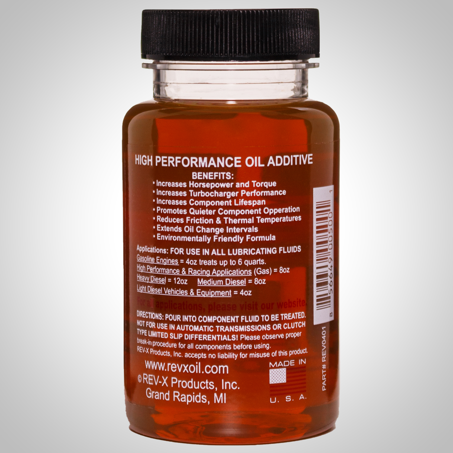 REV-X High Performance Oil Additive - 4 fl. oz. For Diesel or Gas ...
